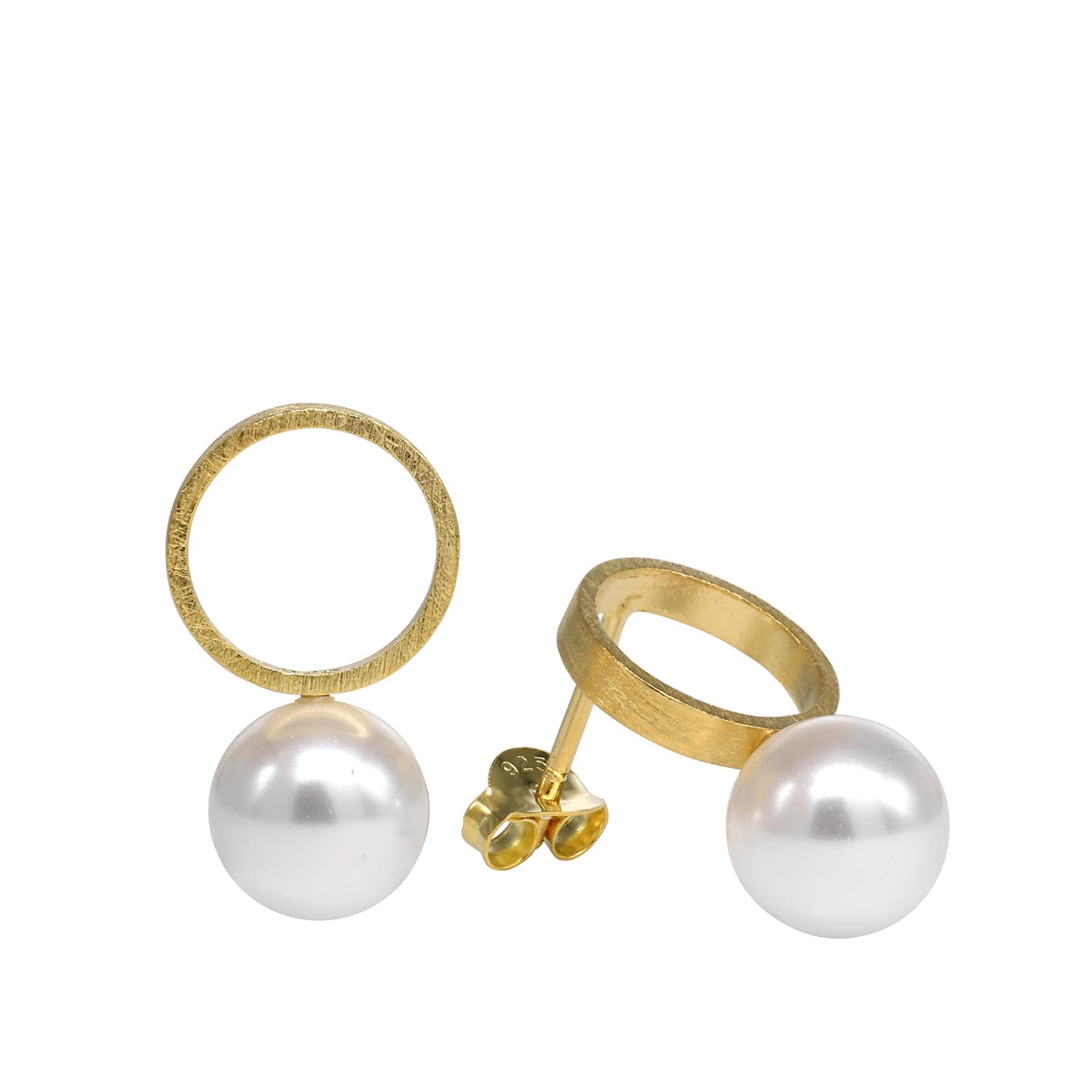 Liya Mari Jewellery - Circles with Shell Pearl - Stud Earring